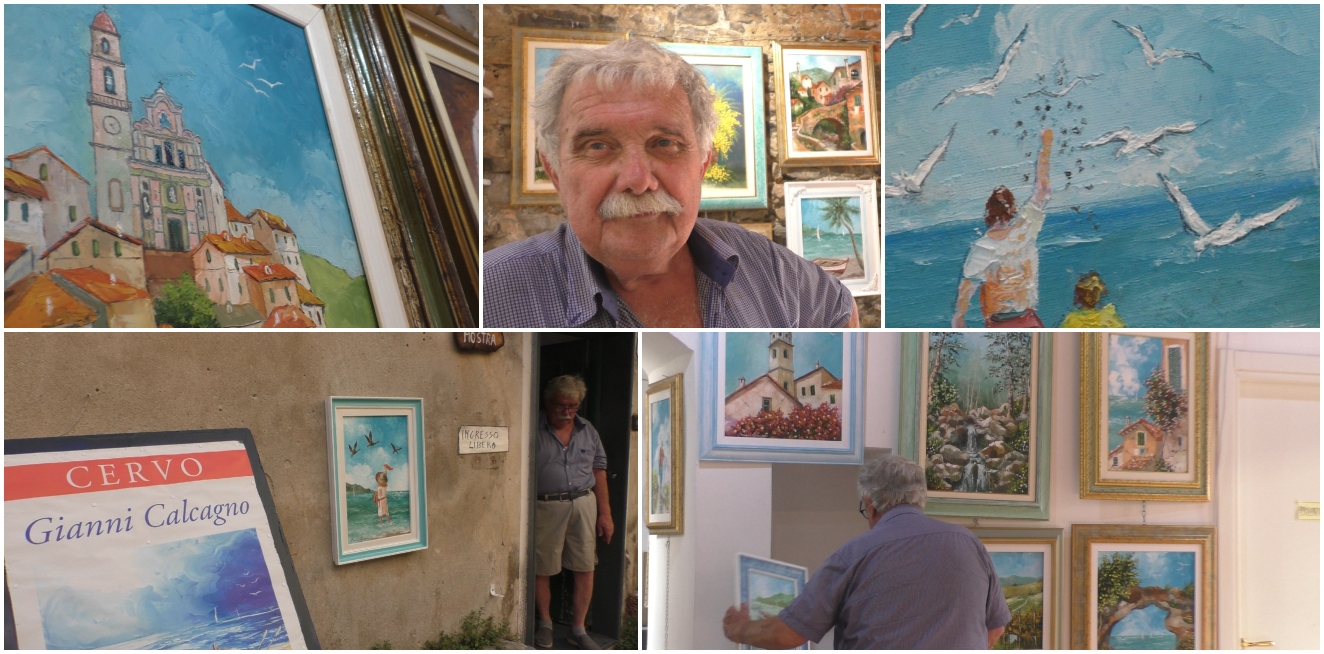 A Cervo la mostra in cui Gianni Calcagno dipinge la sua bella Liguria